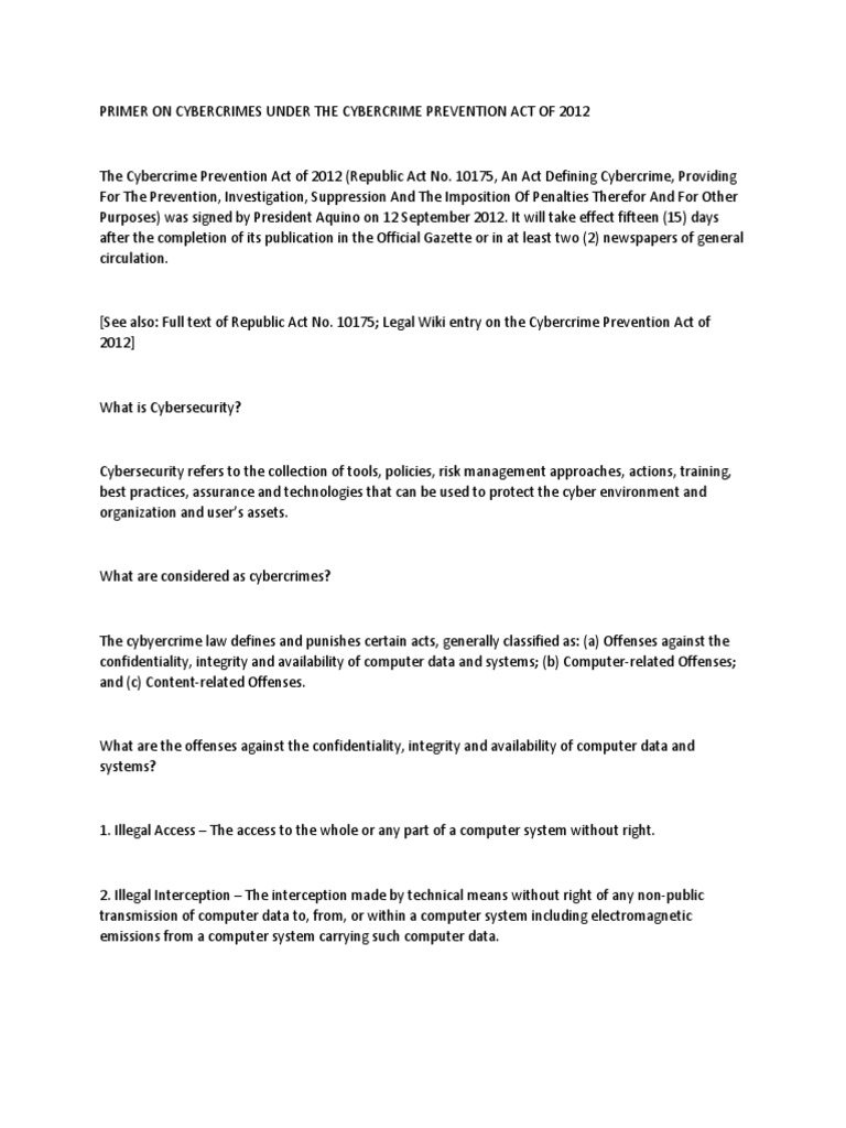 Overview of the Cybercrime Act 2012 | PDF | Cybercrime | Risk Management