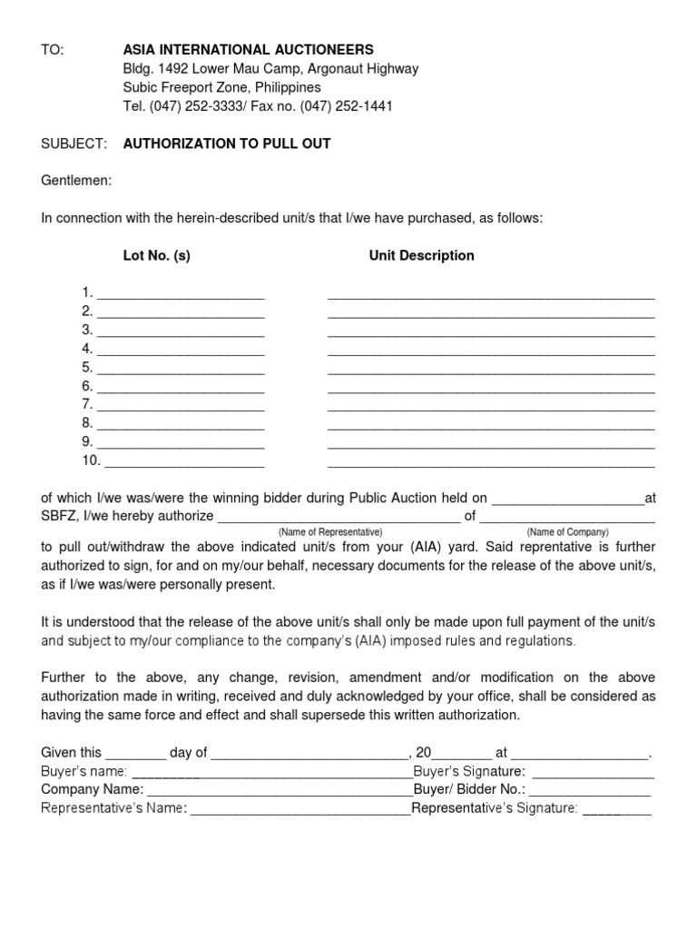 Authorization To Pull Out | PDF | Government | Government Information
