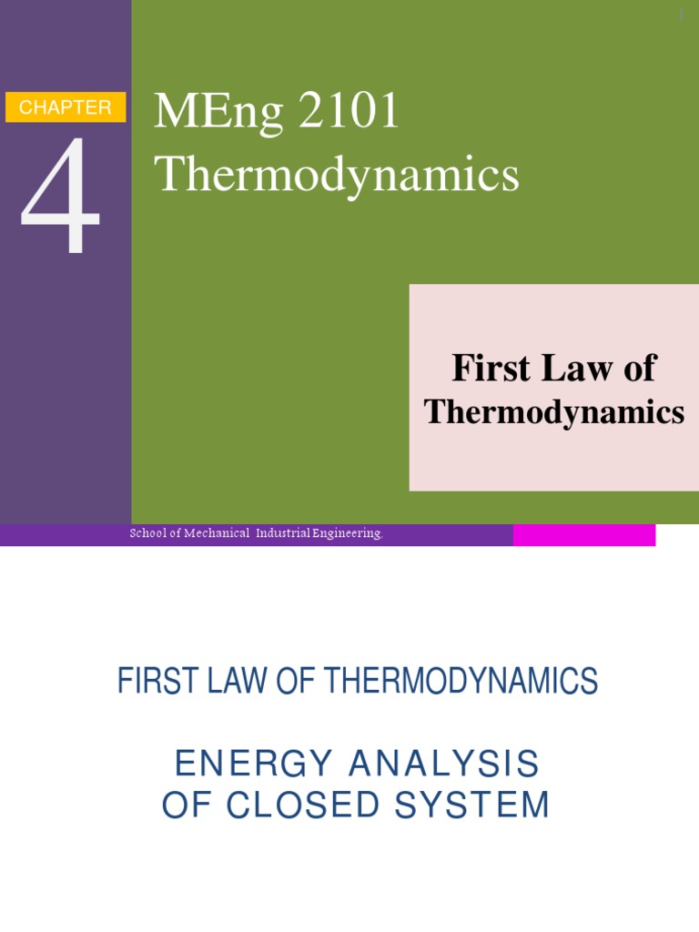 FIRST LAW OF THERMODYNAMICS-ENERGY ANALYSIS OF CLOSED SYSTEM.pdf | Heat ...