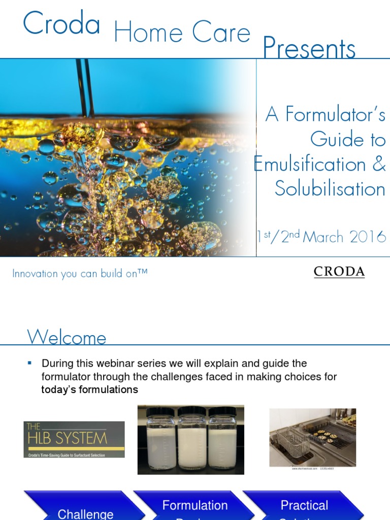 Croda ESeminar HLB March 2016 | PDF | Emulsion | Surfactant