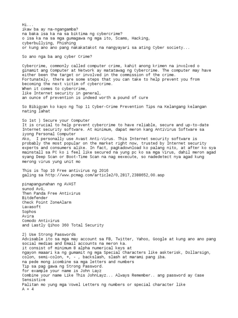 Cybercrime Prevention TIps | PDF | Malware | Computer Virus