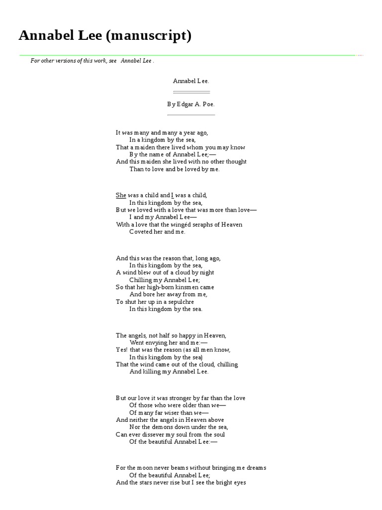 Annabel Lee: A Love Beyond Death | PDF