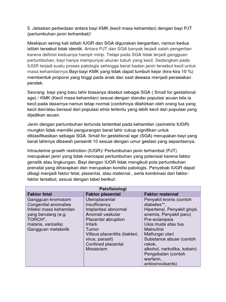 Perbedaan IUGR Dan SGA | PDF