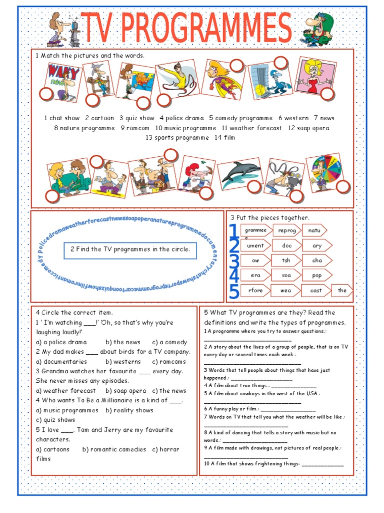 TV Programmes Vocabulary Exercises Fun Activities Games Icebreakers ...