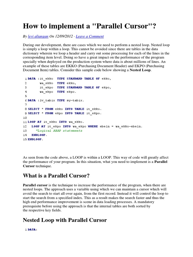 Sap Loop Improvment | PDF | Control Flow | Software Engineering