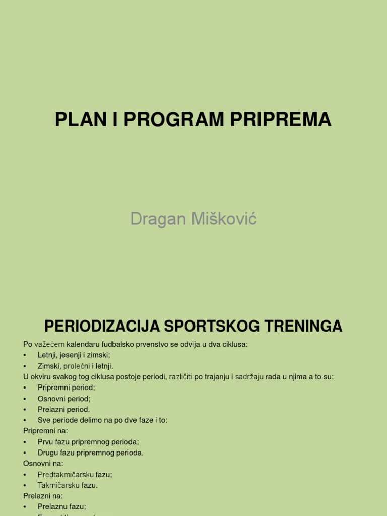 Plan I Program Pripremnog Perioda1 | PDF