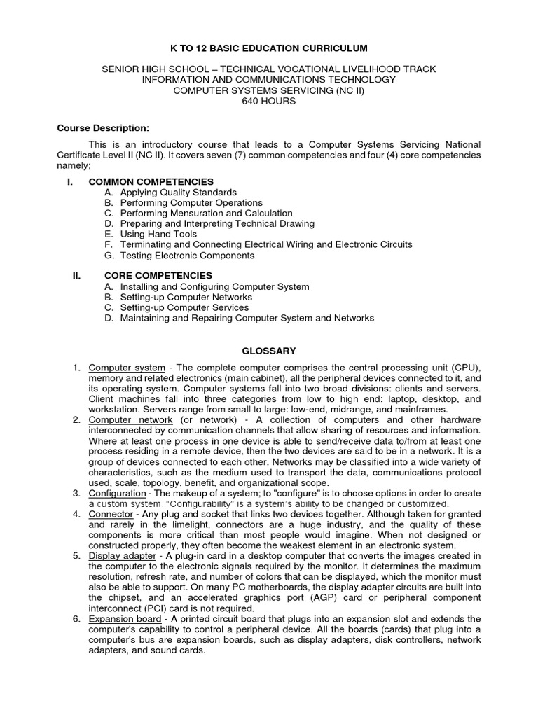 1-Css Competencies and Glossary | PDF | Personal Computers | Computer ...