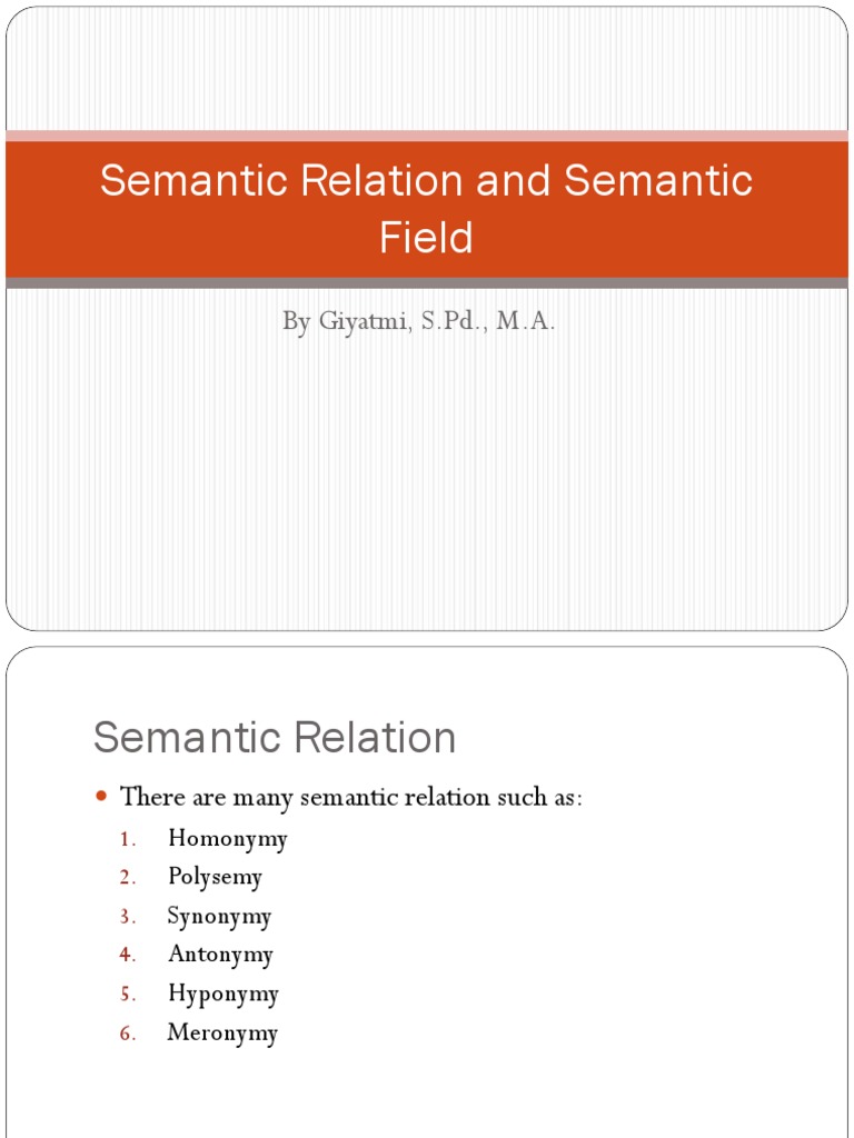 Understanding Semantic Fields and Relations | PDF | Semantics | Semiotics