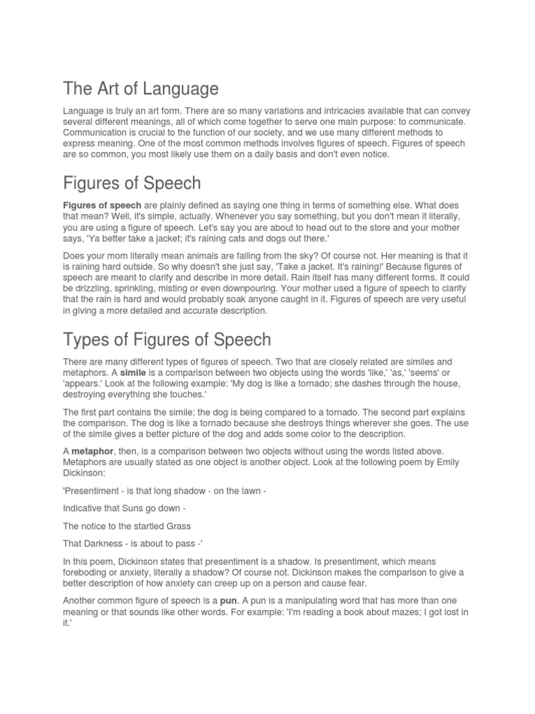 Types of Figures of Speech Explained | PDF | Metaphor | Anthropomorphism