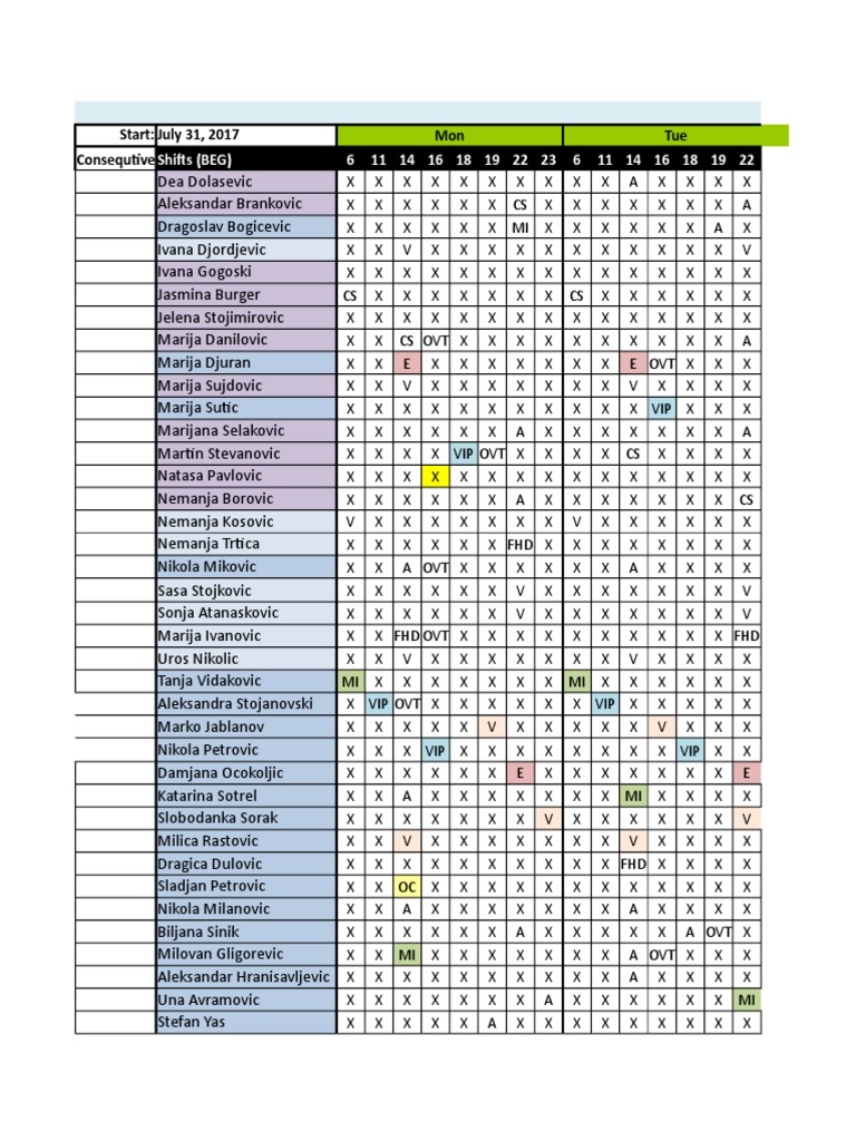 Schedule July 31 - August 6 | PDF