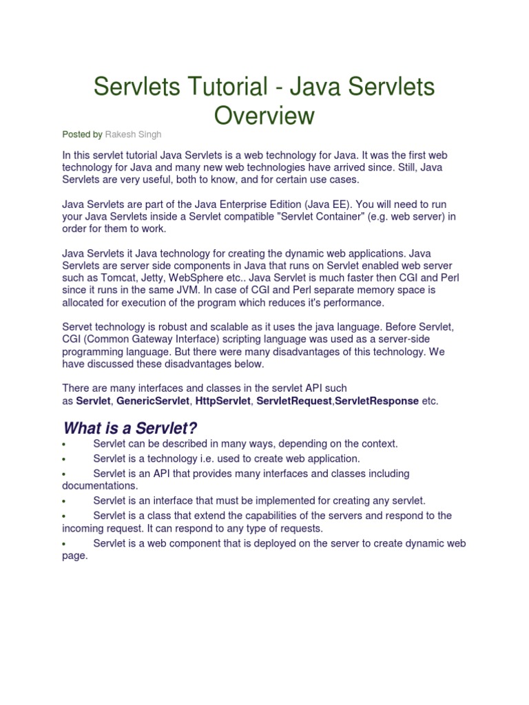 Servlets Notes | PDF | Java Servlet | Java Server Pages