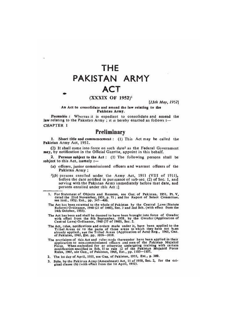 Army Act 1952 PDF | PDF