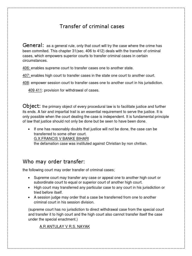 Transfer of Criminal Cases | PDF | Judge | Supreme Courts