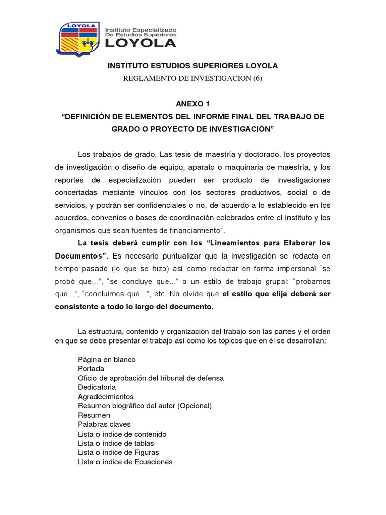 Anexo 1 Definicion de Elementos de Una Investigacion