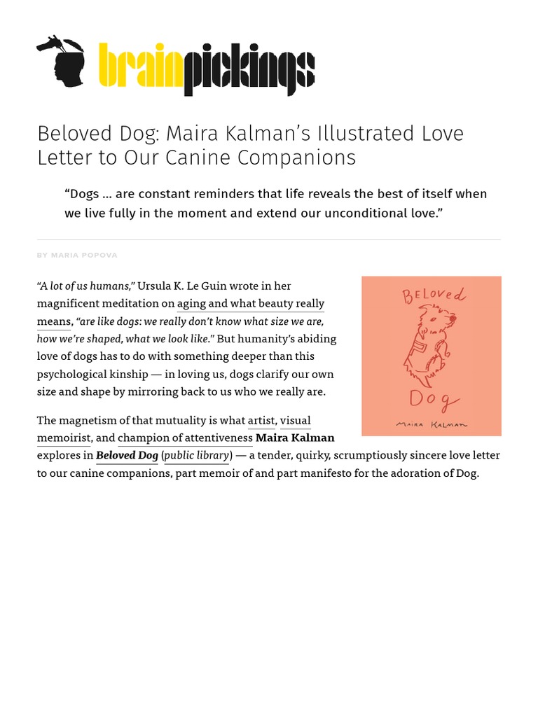 Beloved Dog: Maira Kalman's Illustrated Love Letter To Our Canine ...