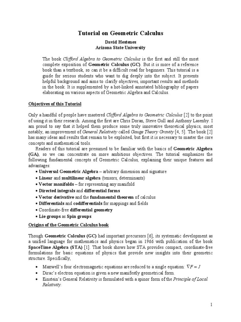 Tutorial On Geometric Calculus | PDF | Geometry | Differential Geometry