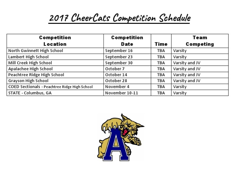 2017 Competition Schedule | PDF