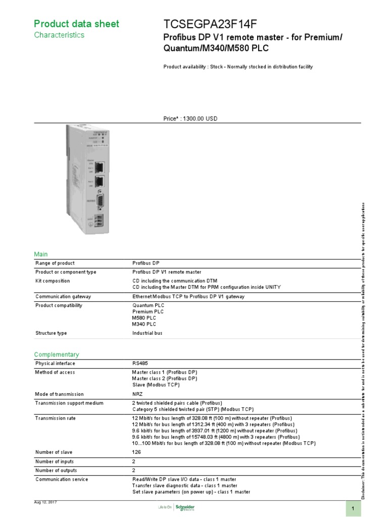 Profibus DP and Interbus Fieldbus - TCSEGPA23F14F | PDF | Physical Layer Protocols ...