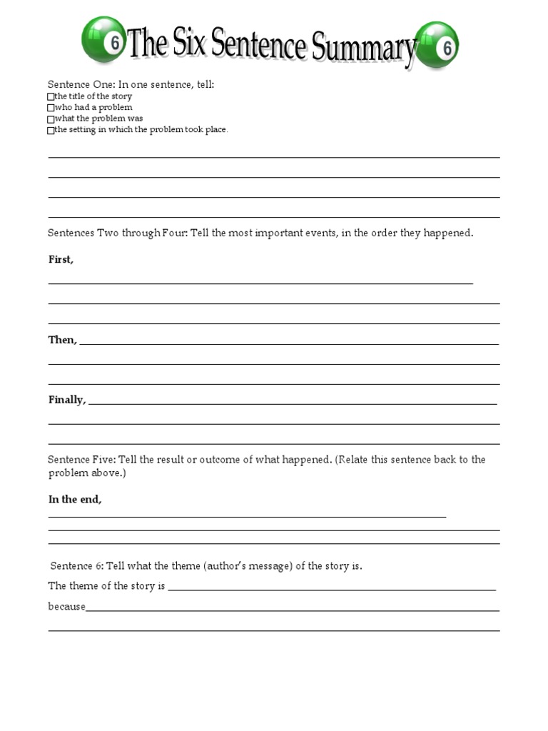 Six Sentence Summary | PDF
