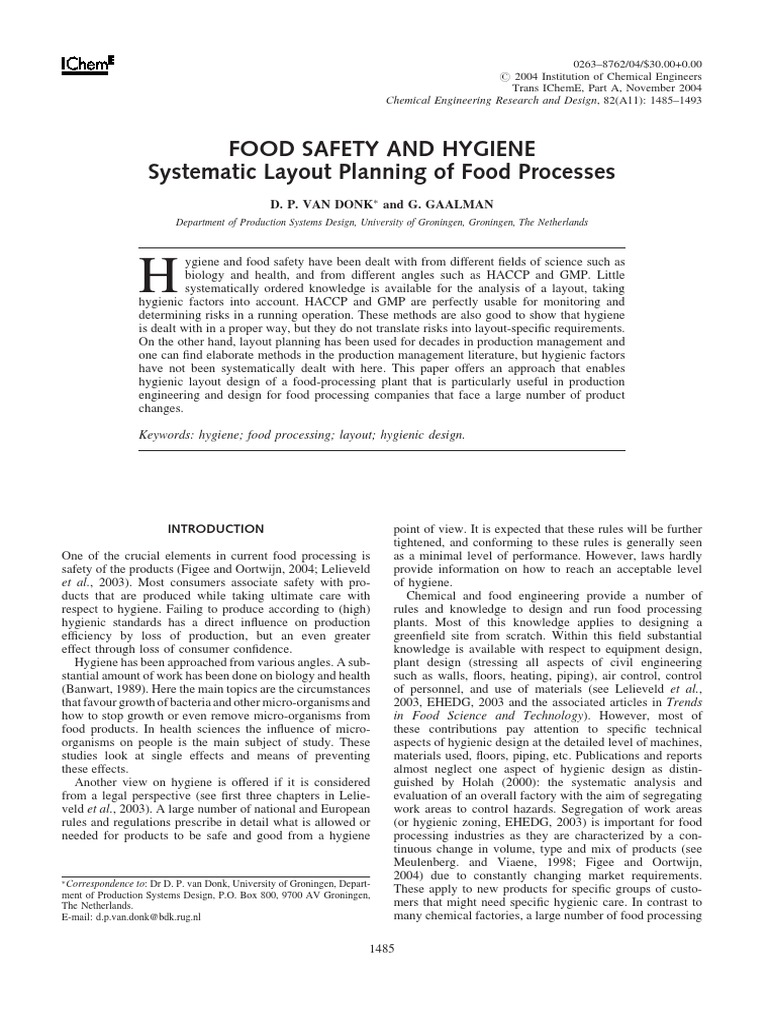 Hygienic Design in Food Processing Layout | PDF | Hygiene | Food Processing