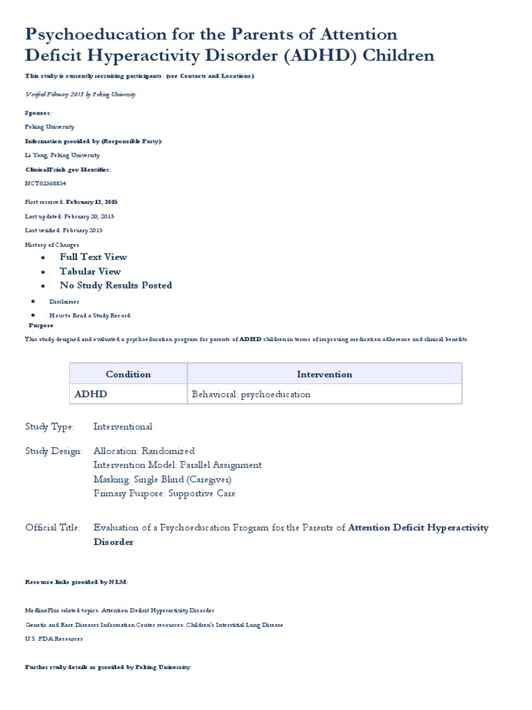 Psychoeducation For The Parents of ADHD Children 4 | Attention Deficit ...