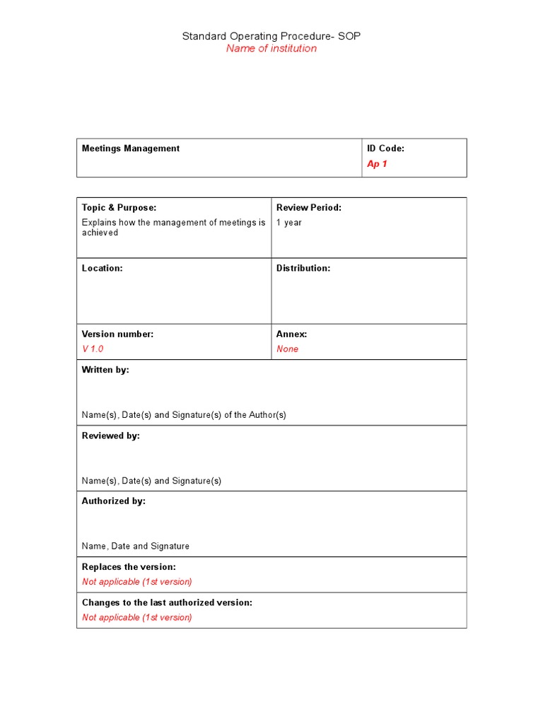 Effective Meetings: Documenting the Standard Operating Procedure for ...