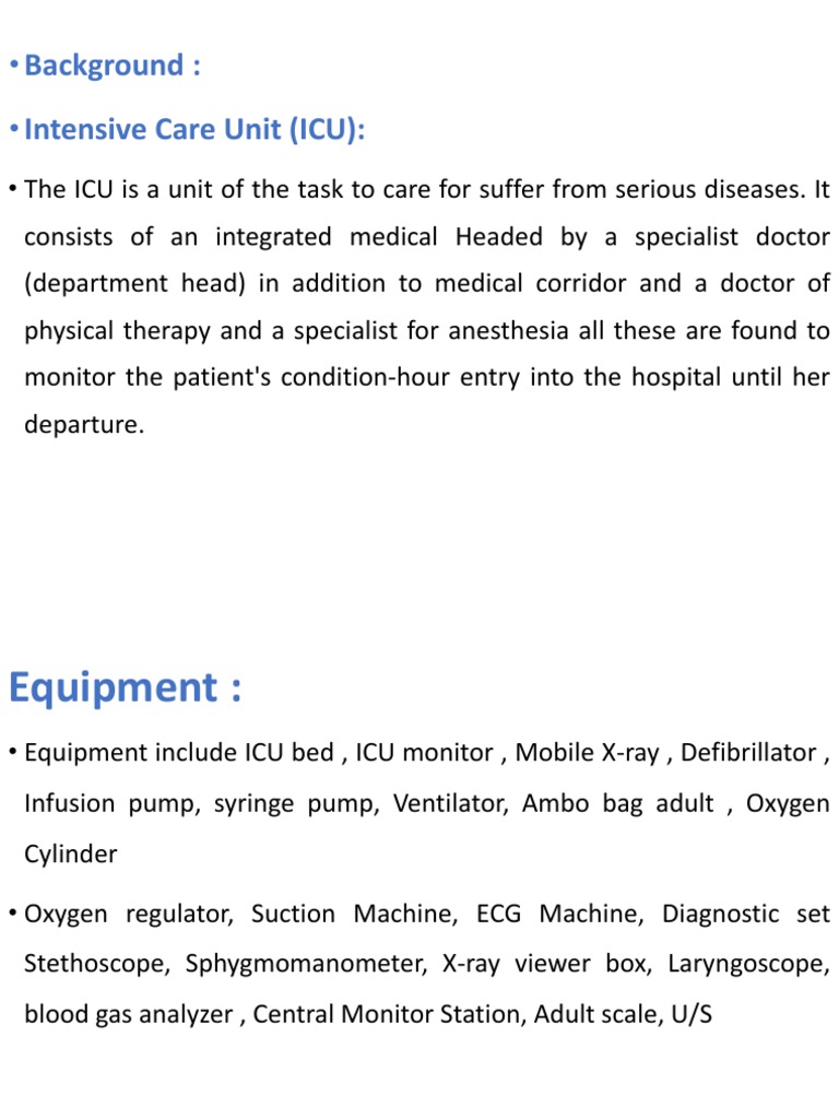 ICU Design and Equipment Survey | PDF | Intensive Care Medicine ...