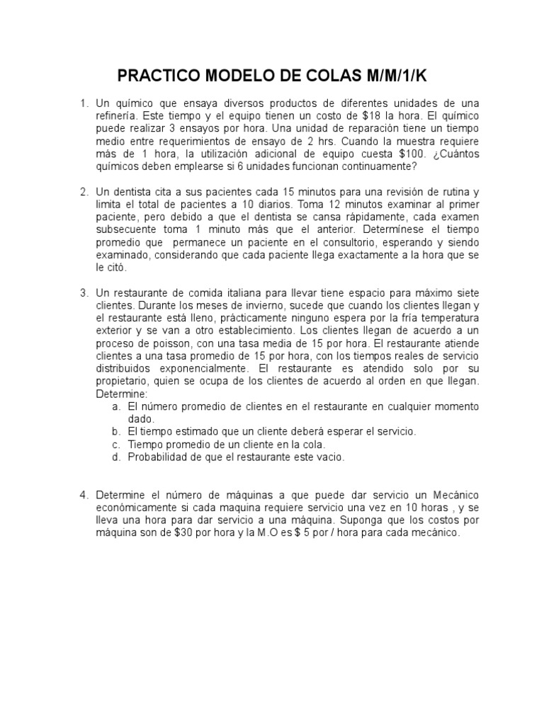 Modelo de Colas MM1K | PDF