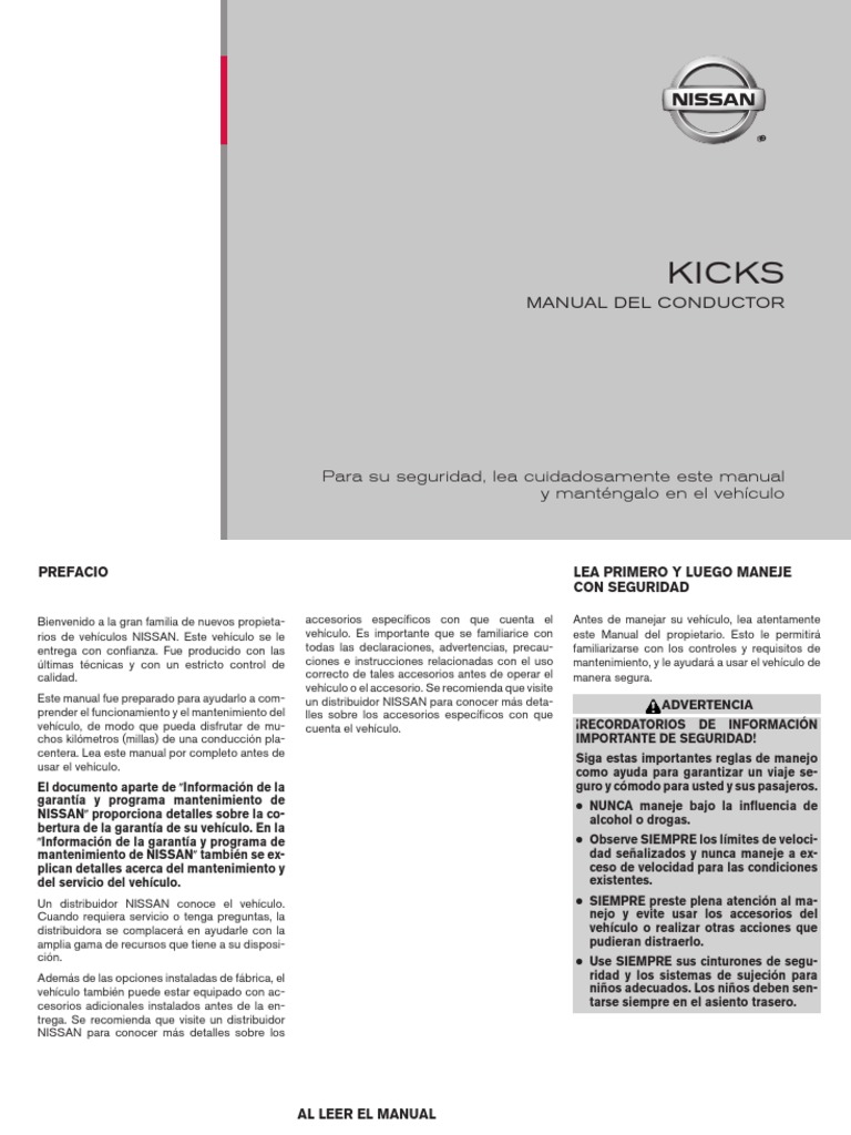 Nissan Kicks - Manual Usuario | Airbag | Cinturón de seguridad | Prueba ...