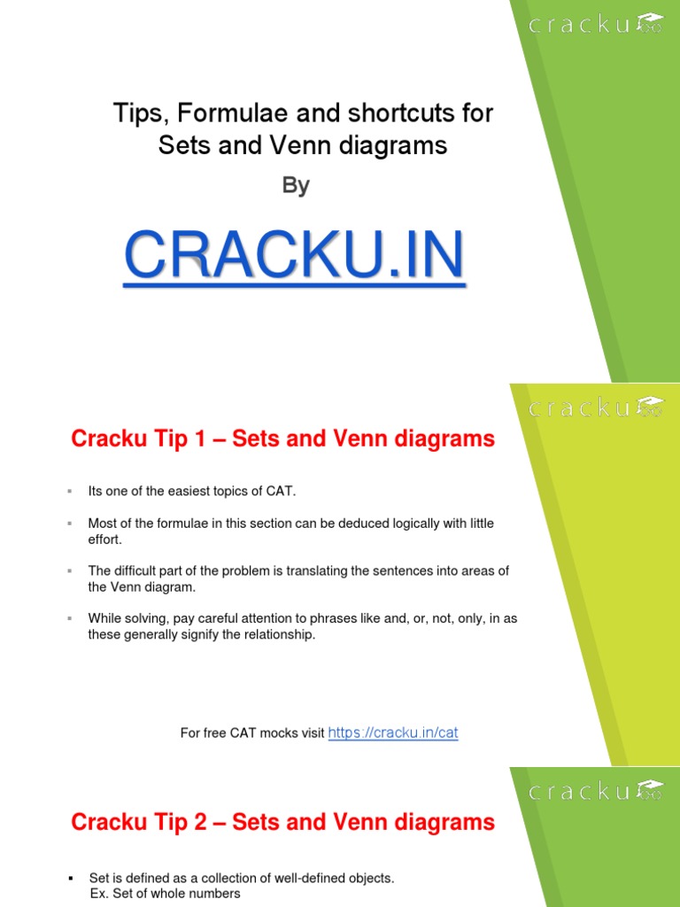 Sets and Venn Diagrams Formulas Cat PDF | PDF | Mathematical Objects ...