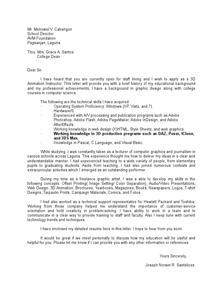 Cover Letter | PDF | Graphic Design | Adobe Systems