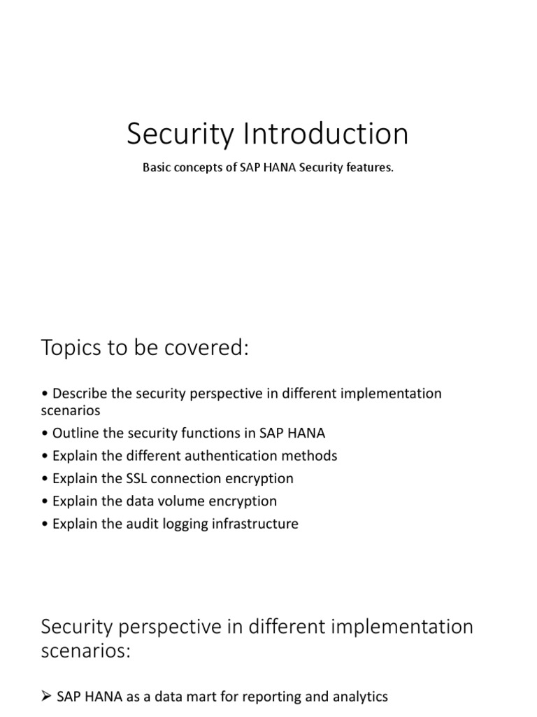 SAP HANA Security Introduction: Key Concepts & Features | PDF ...