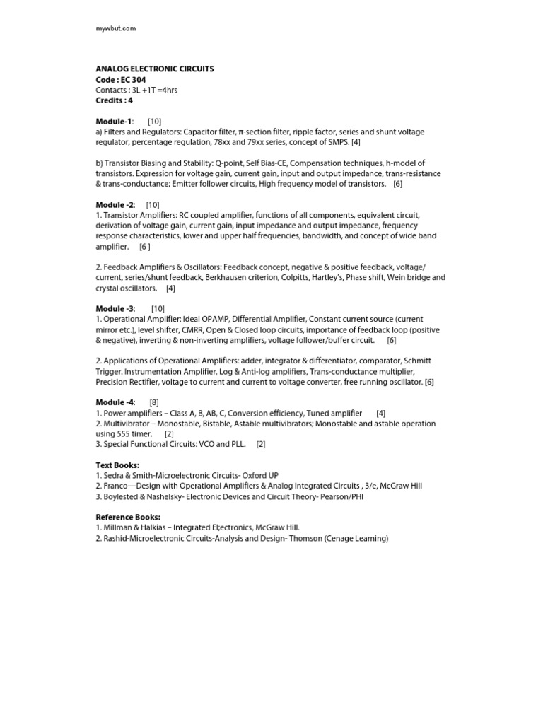 Analog Electronic Circuit PDF | PDF | Amplifier | Operational Amplifier
