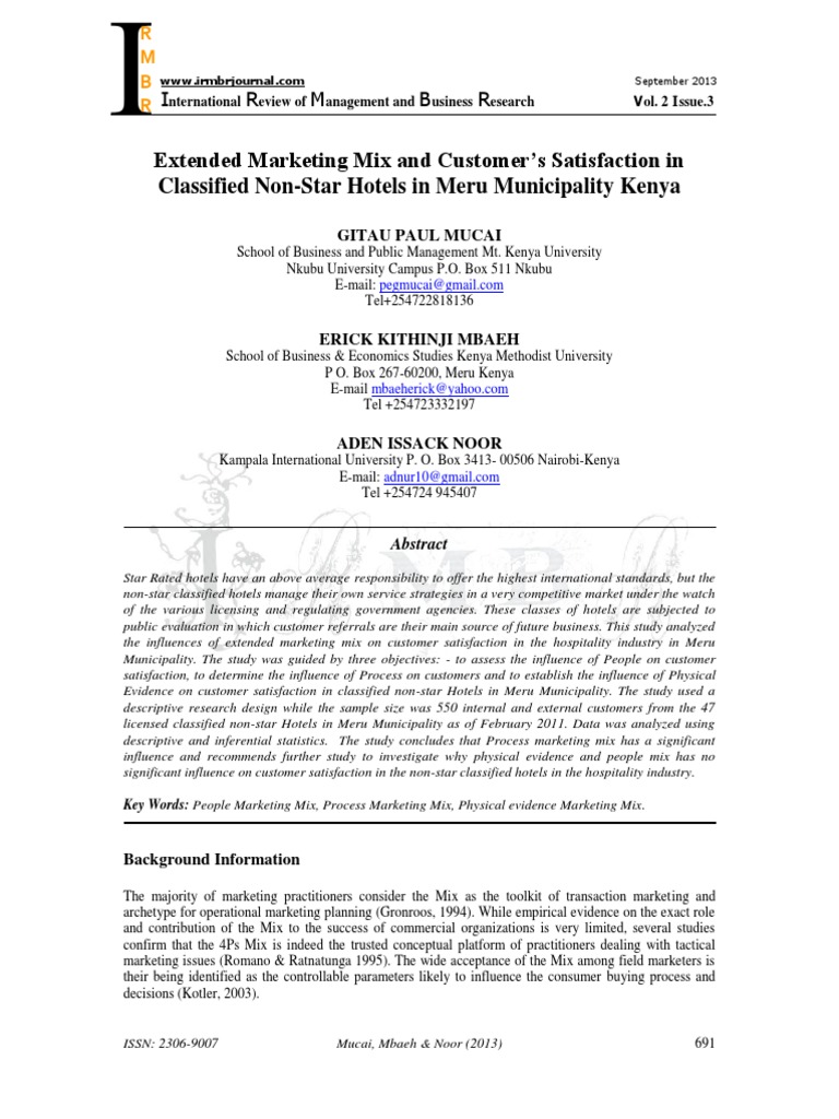 Marketing Mix Impact on Hotel Satisfaction | PDF | Survey Methodology ...