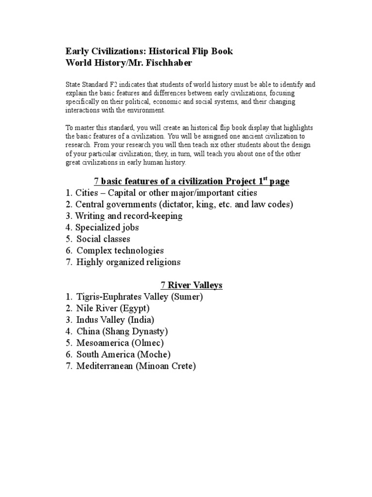 Early Civilizations Flip Book Project | PDF | Civilization