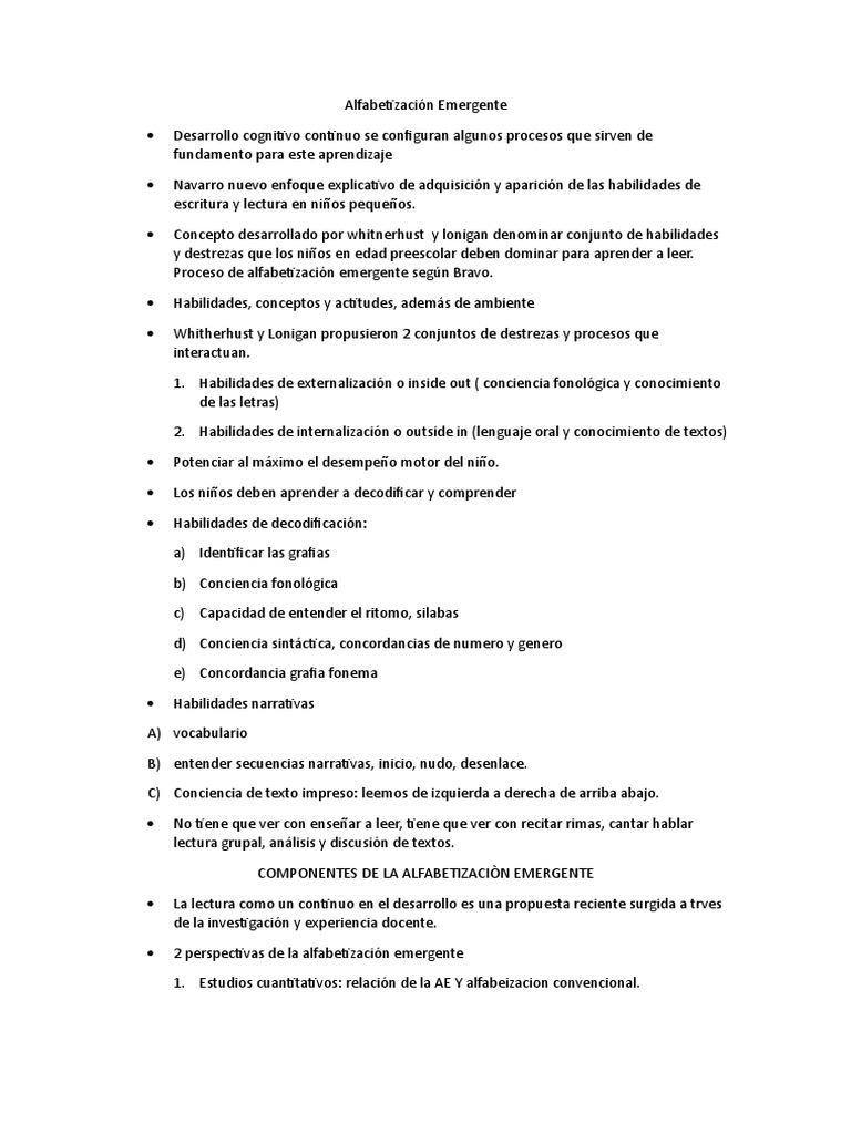 Alfabetización Emergente | Descargar gratis PDF | Lectura (proceso ...