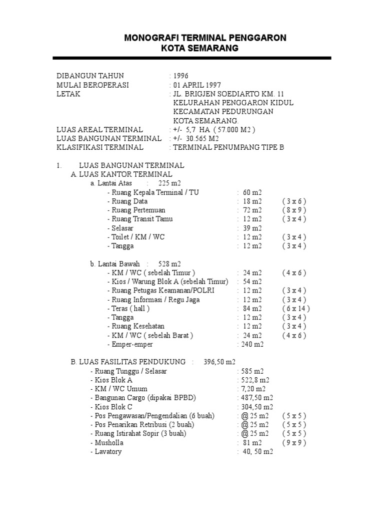 Monografi Terminal Penggaron | PDF