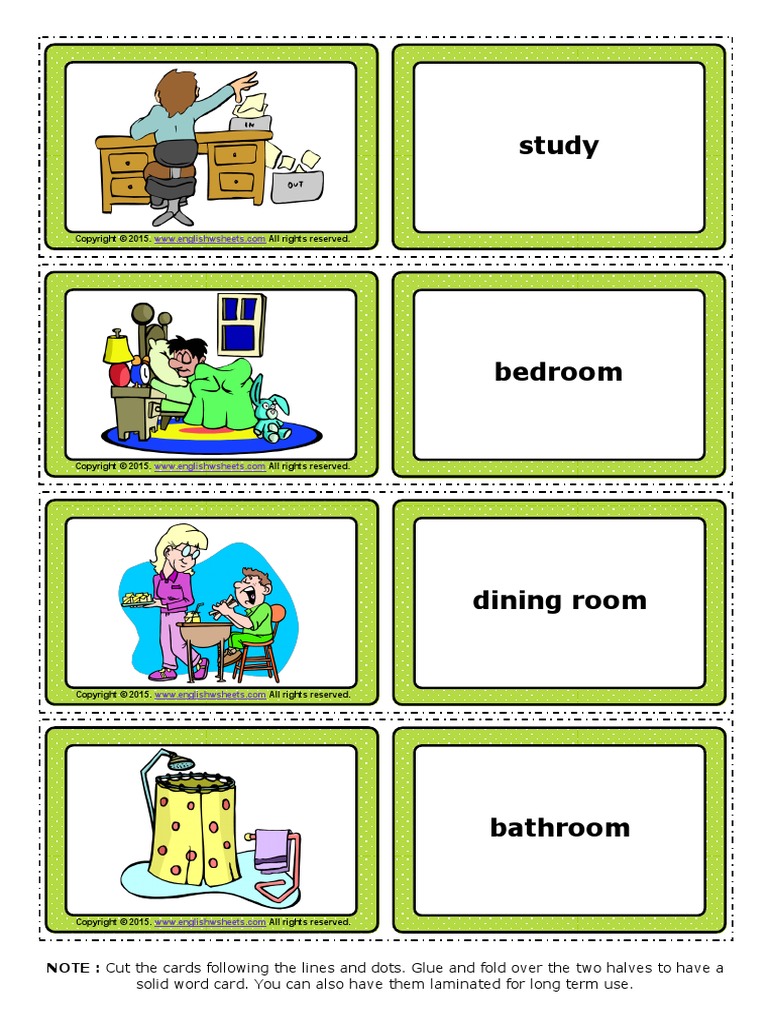 Parts of A House Esl Vocabulary Game Cards For Kids | PDF | Home & Garden