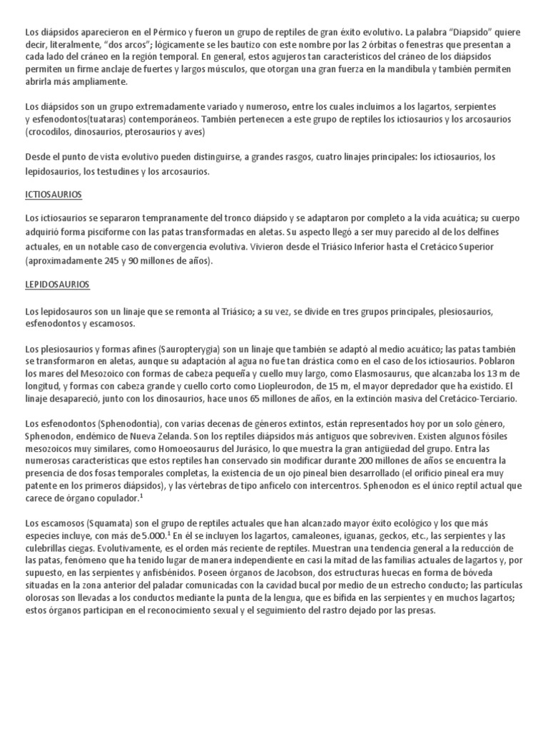 La evolución y diversificación de los diápsidos, un grupo de reptiles ...