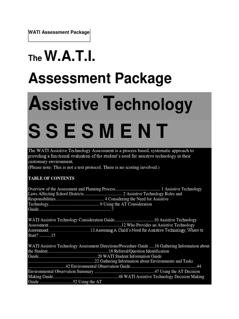 Wati Assessment Package | PDF | Individualized Education Program ...
