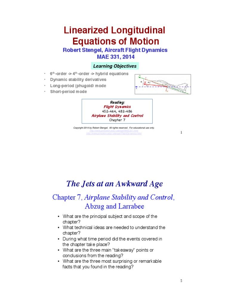 linearized equations of motion.pdf | Flight Dynamics (Fixed Wing Aircraft) | Euclidean Vector