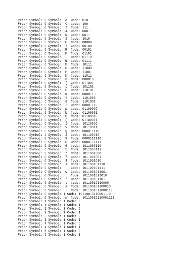 Freesat Huffman Table (Compression Type 2) | PDF | Algorithms | Encodings