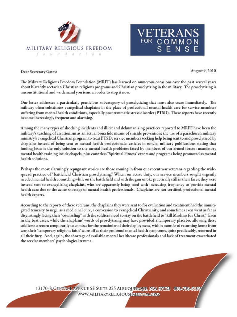 MRFF VCS Letter Final | PDF | Joint Chiefs Of Staff | Mental Health
