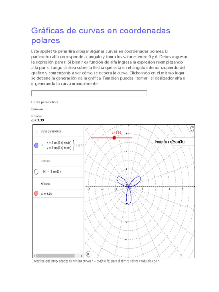 Gráficas de Curvas en Coordenadas Polares | PDF | Métodos y materiales ...