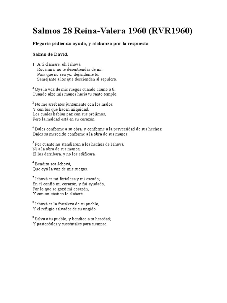 Salmos 28 - RVR1960 | PDF | Adoración Cristiana Y Liturgia ...