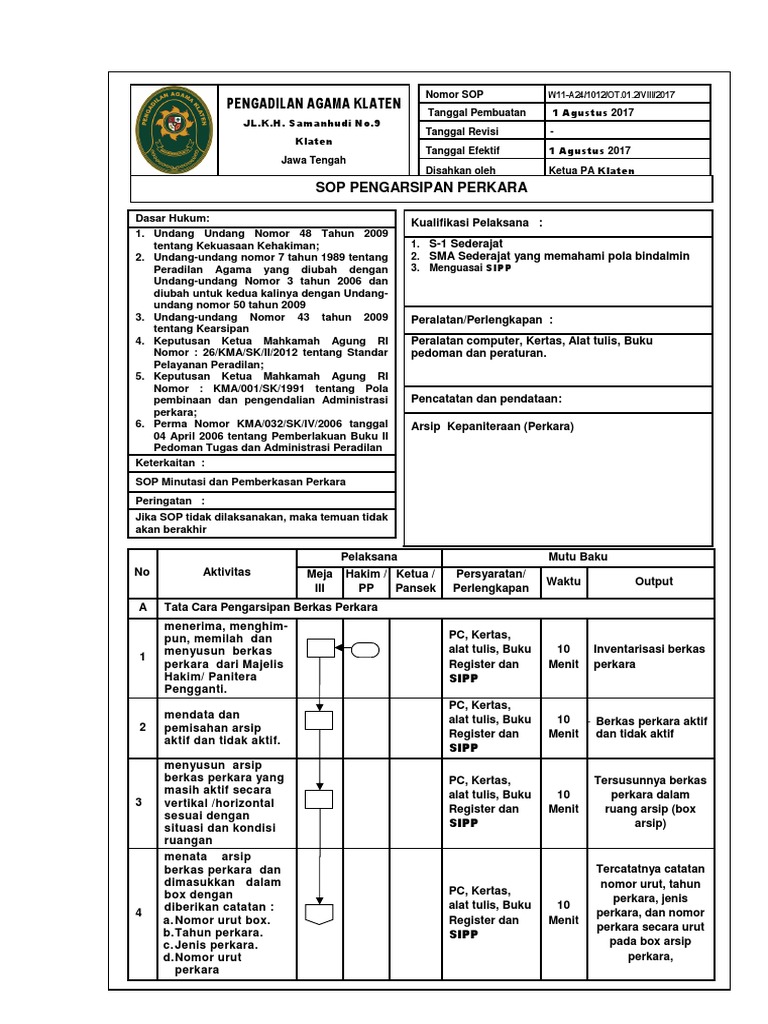 16.sop Pengarsipan | PDF
