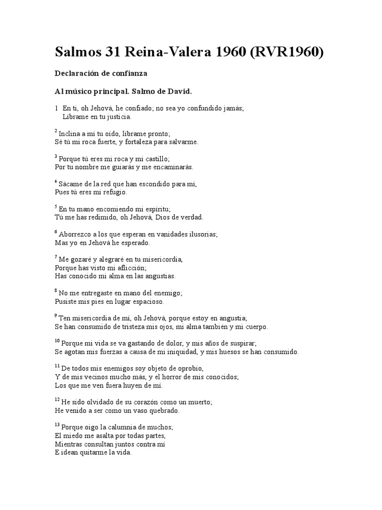 Salmos 31 - RVR1960 | PDF | Biblia | Textos Religiosos
