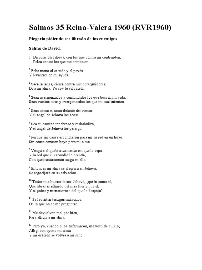 Salmos 35 - RVR1960 | Biblia | Religión y creencia