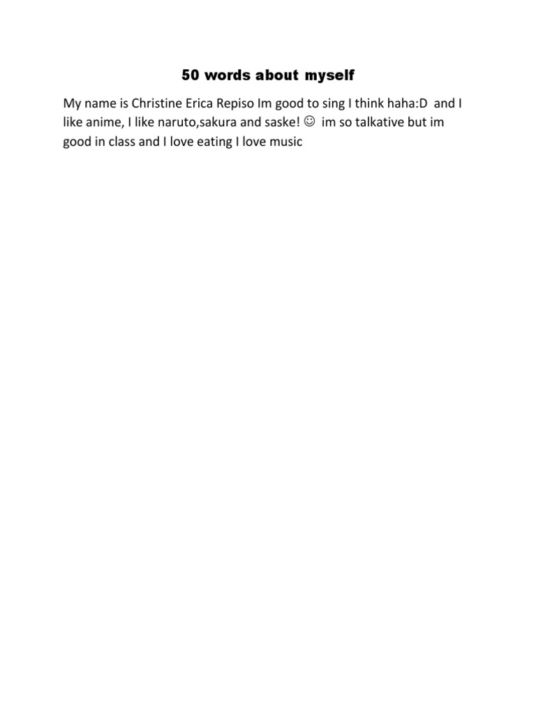50 Words About Myself | PDF