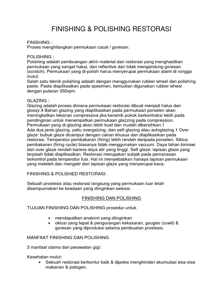 Proses Finishing dan Polishing Restorasi | PDF